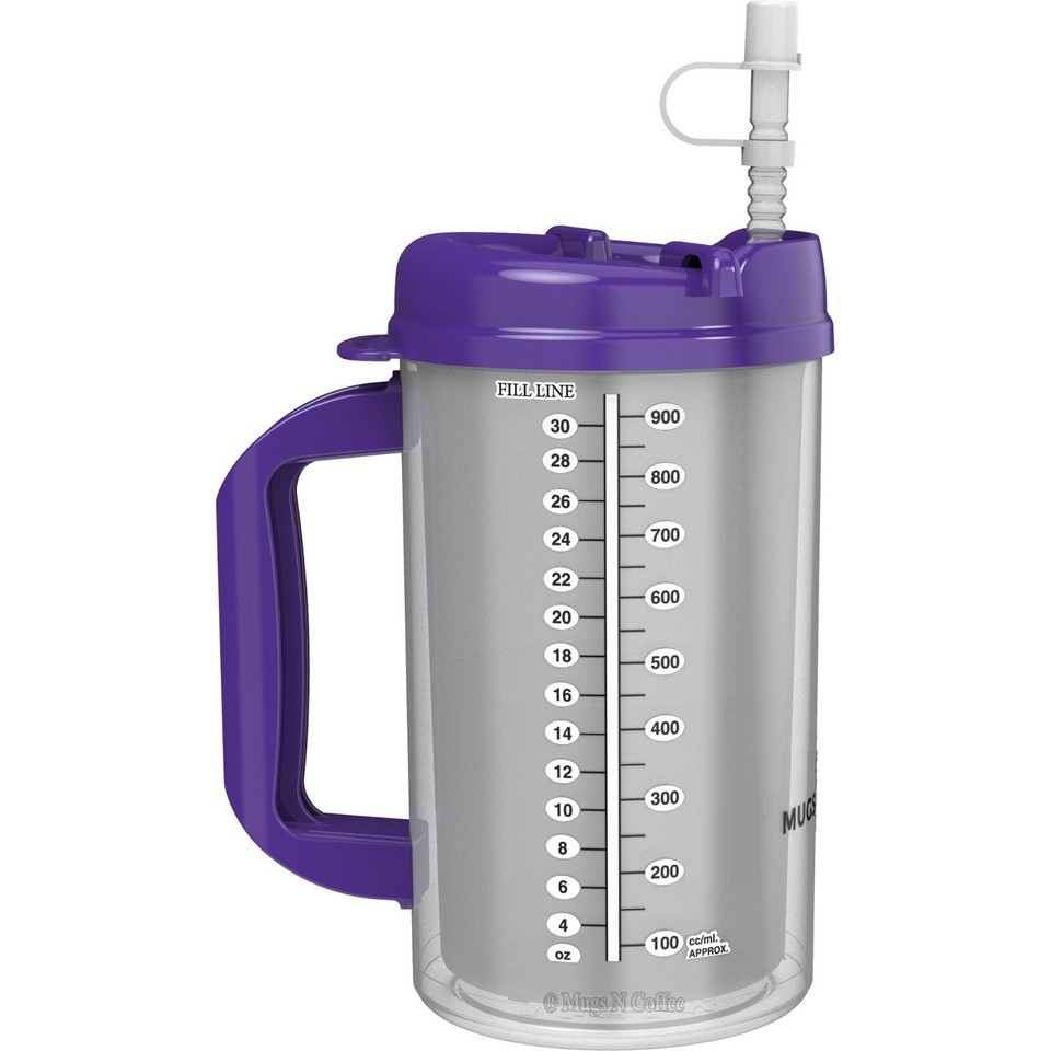 32 oz Double Wall Insulated Hospital Mugs - Cold Drink Mug with Straw ...