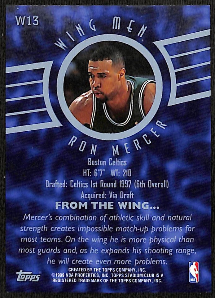 1998 Stadium Club Wing Men Ron Mercer #W13 Boston Celtics | eBay