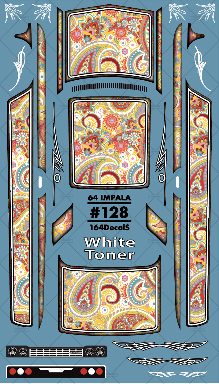 '64 IMPALA LOWRIDER WHITE & CLEAR Waterslide Decals 1/64 CUSTOM #128 | eBay