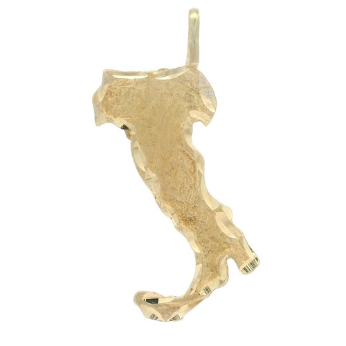 14k Yellow Gold Italy Country Map Cut Out w/ Diamond Cut Frame Charm ...