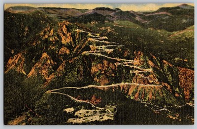 Postcard Aerial View Of Cheyenne Mountain Switchbacks Colorado B18 | eBay