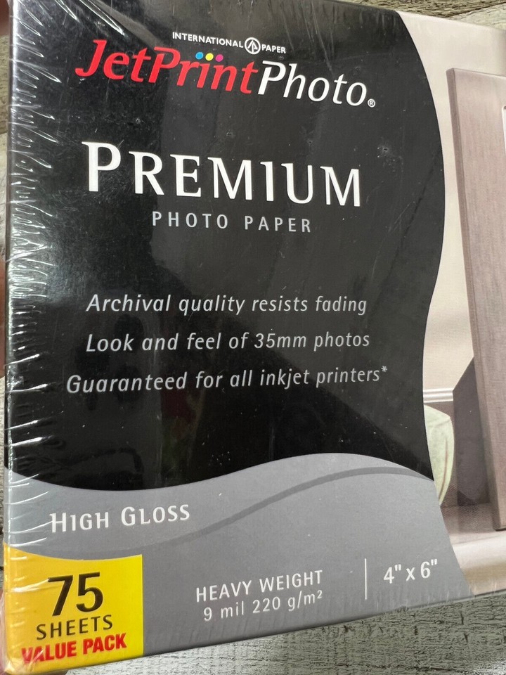 PACKAGE OF 75 SHEETS - 4" x 6" HIGH GLOSS PREMIUM PHOTO PAPER - JET ...