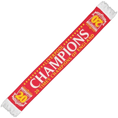 Liverpool Champions Scarf - 20 Times 2024-2025 Highly Detailed Red ...