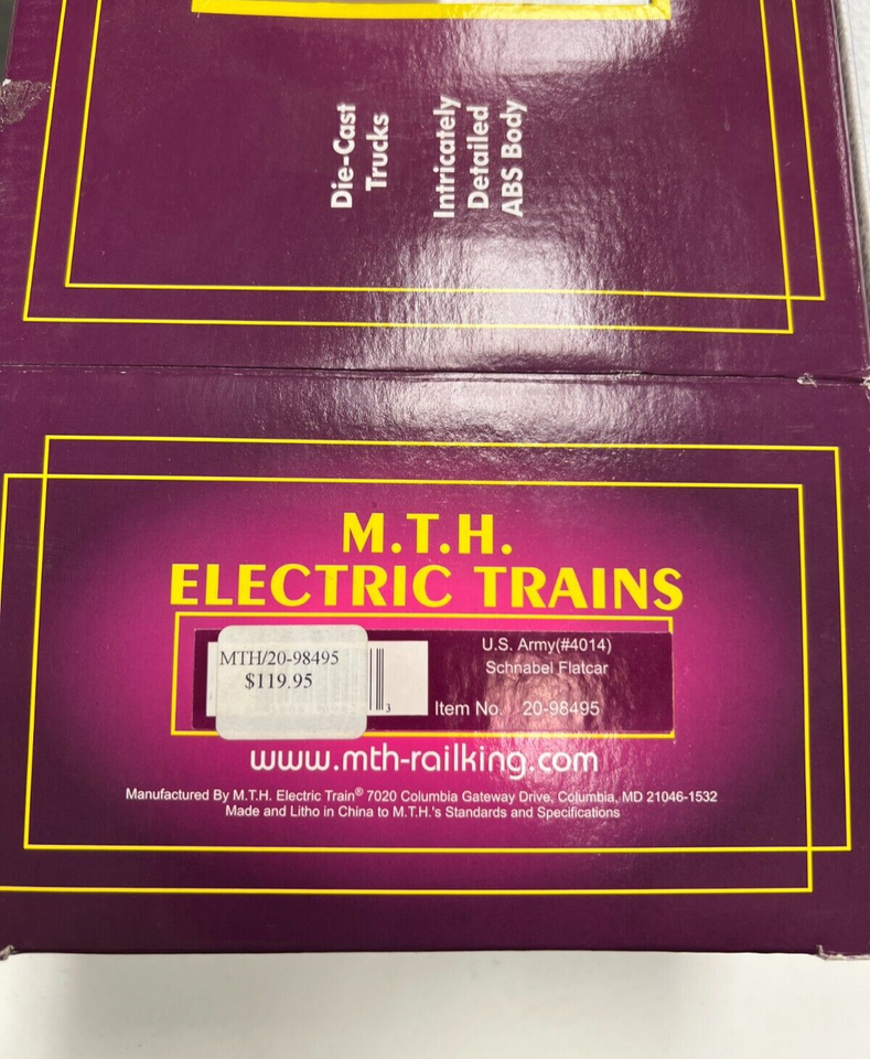 MTH Railking O Scale 20-98495 US Army Transportation Schnabel Flatcar ...
