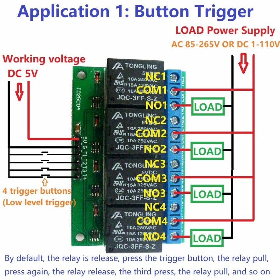 4ch 5V Flip-Flop Latch Relay Module Bistable Self-locking Electronic ...
