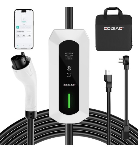 Portable EV Charger Level 1+2, 110V-240V 16A/13A/10A/8A Smart WiFi ...