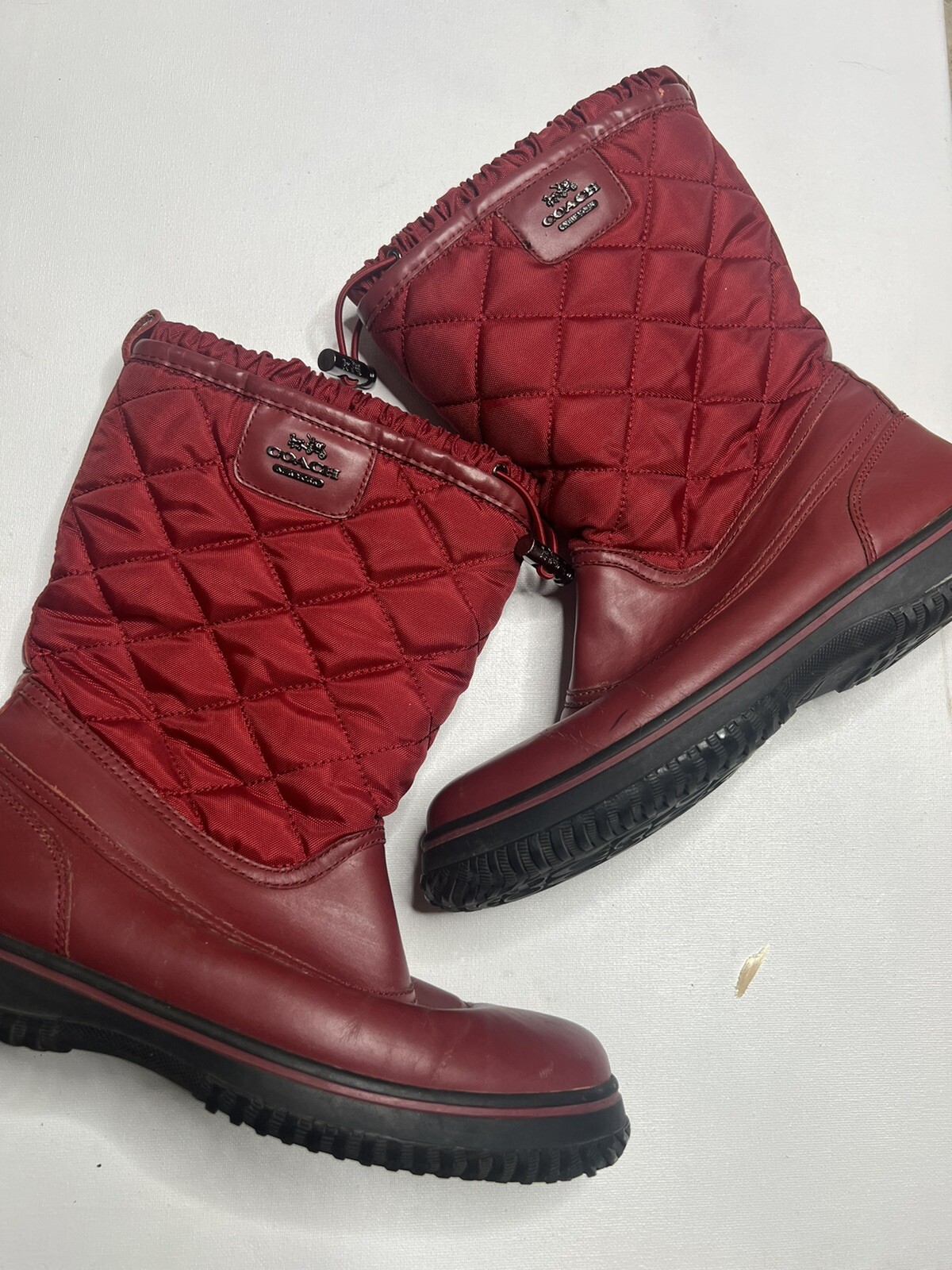 COACH “Samara” Quilted Winter Boots RED WINE Size Wom… - Gem