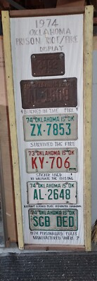 Collection of 1974 Oklahoma License Plate Prison Riot Fire license ...