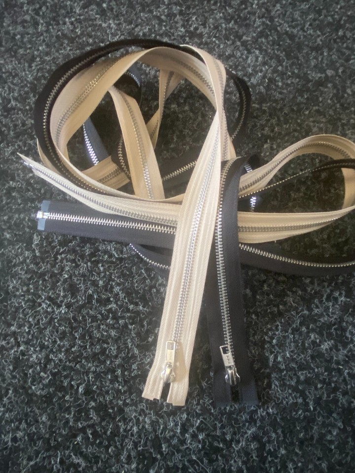 YKK Extra Long Metal Open End Zips-Black, Beige Zipper.91cms to 300cms ...