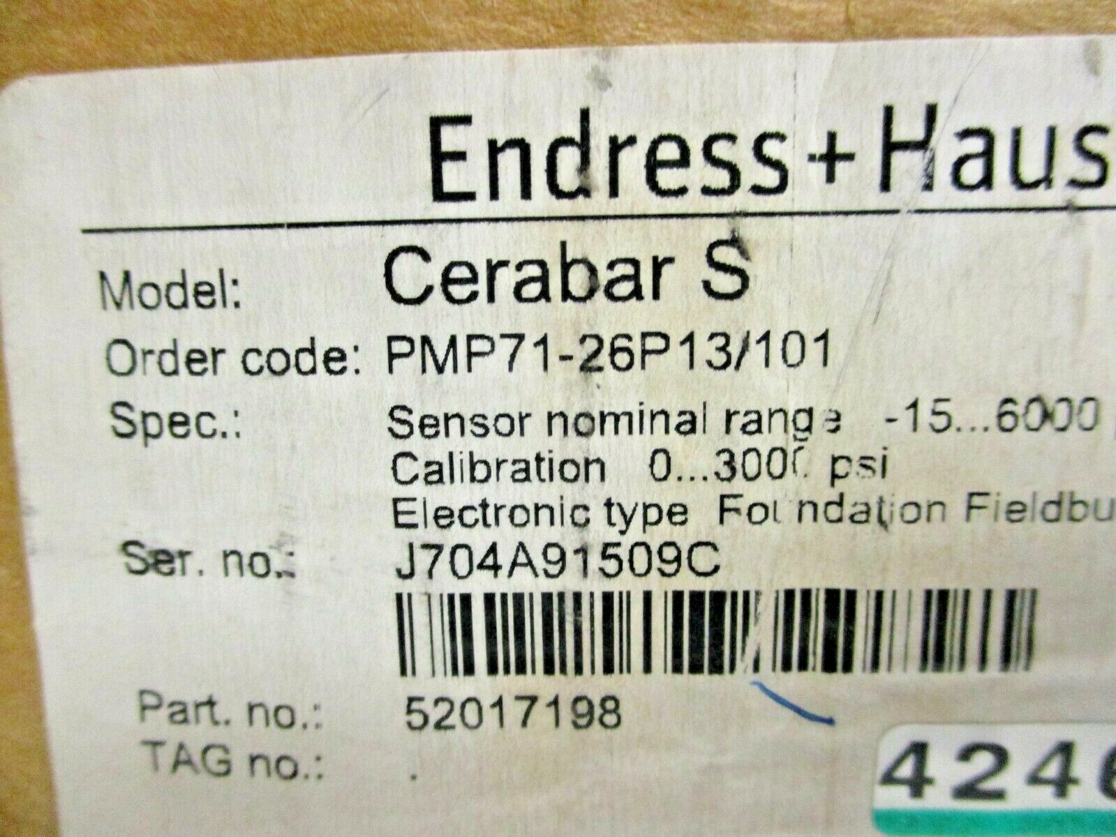 ENDRESS + HAUSER, PMP71-26P13/101, PRESSURE TRANSMITTER | eBay