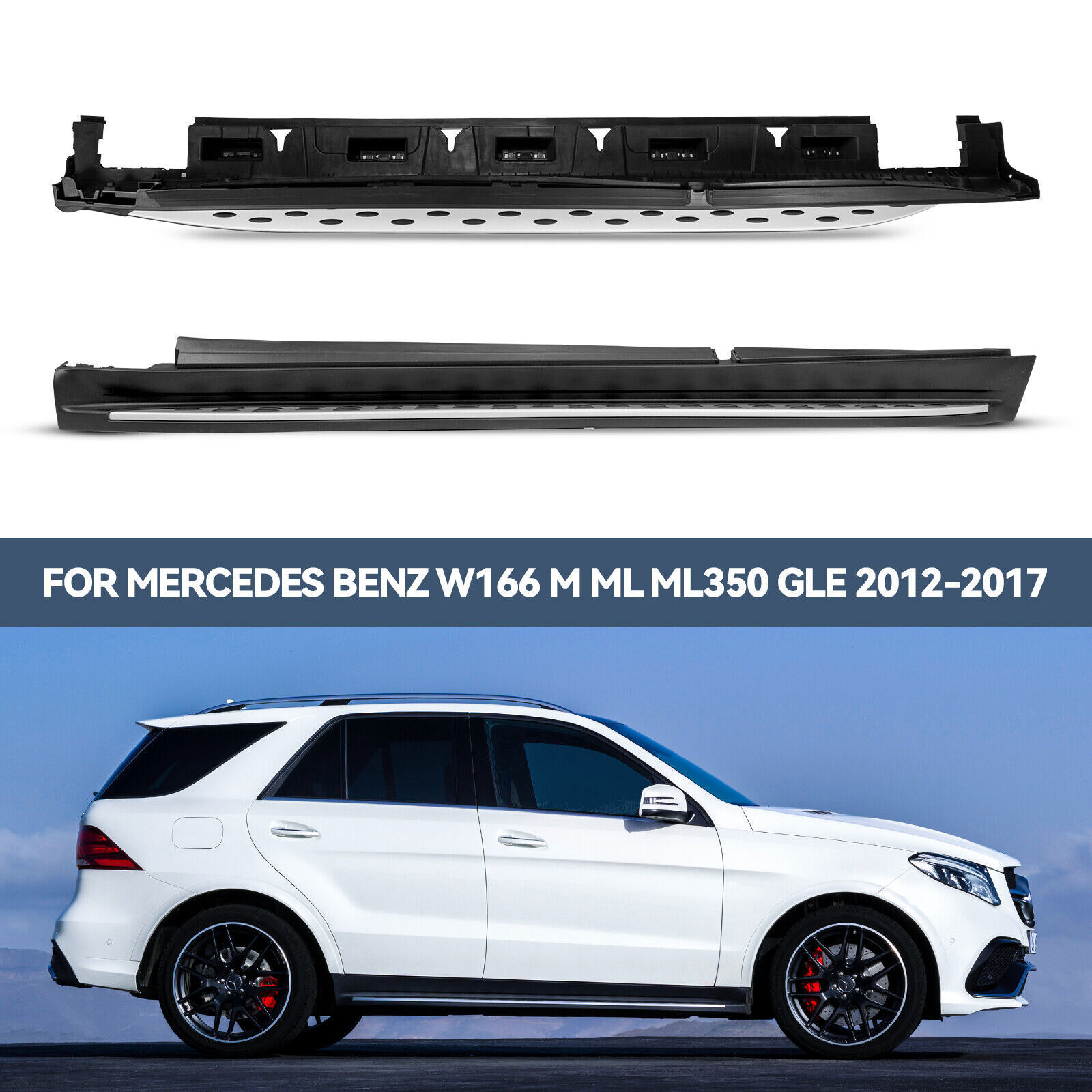 2pc Running Board Side Step Nerf Bar For 12-17 Mercedes Benz W166 M ML ...