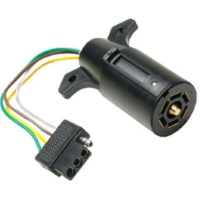 Round 7 Way to Flat 4 Way Boat Trailer Plug Adapter with 8 Inches of ...