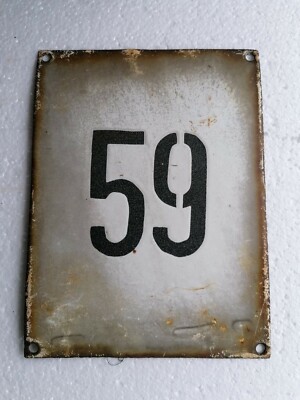 Vintage enamel house number 59 - enamel sign | eBay