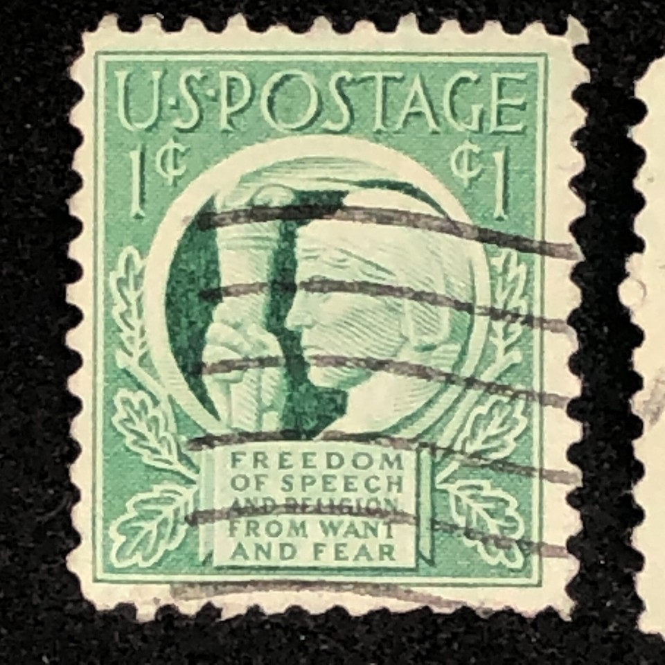 1943 1c Roosevelt Rockwell Four Freedoms Speech Religion From Want Fear ...