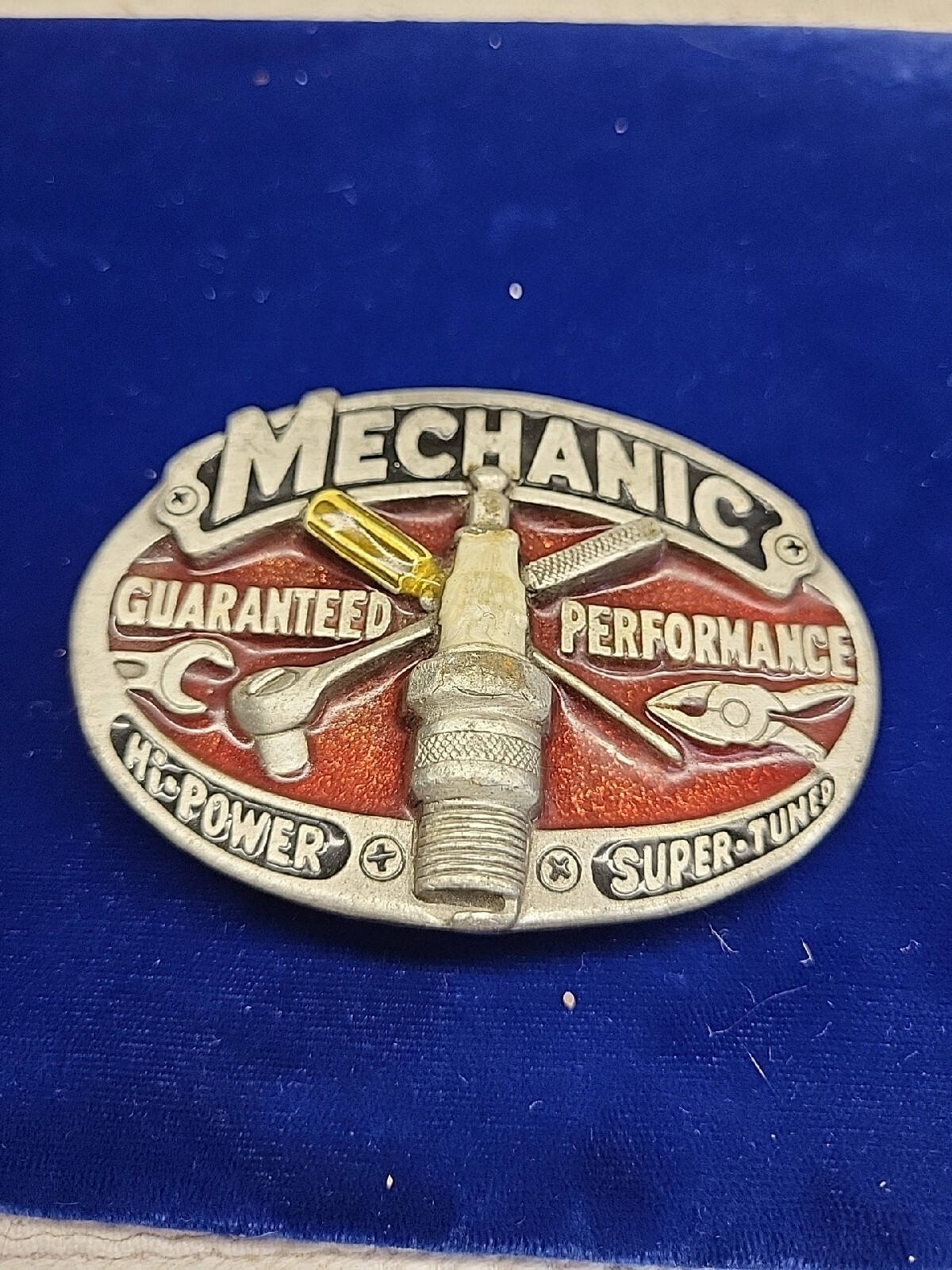 1982 Mechanic Tradesman Metal Belt Buckle by Great American Buckle co ...