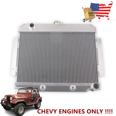 3 Row Aluminum Radiator For 1972-1986 Jeep CJ5 CJ6 CJ7 Chevy Conversion ...