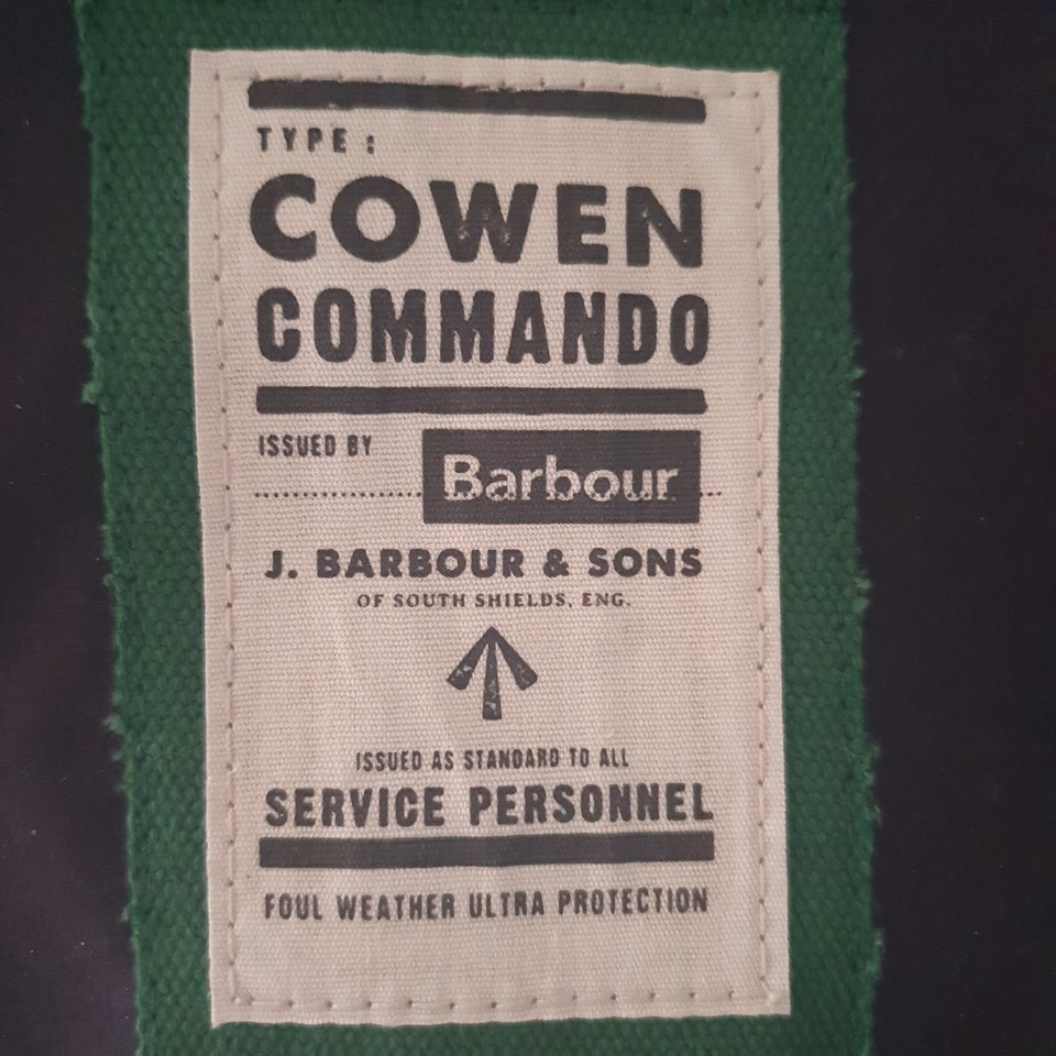 BARBOUR COWAN COMMANDO SIZE L J.BARBOUR & SONS SOUTH SHIELDS ENG SEE ...