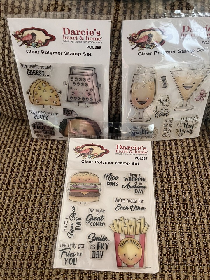 3 Sets Darcie's Heart and Home Cling food kitchen cocktail & 3 inky ...