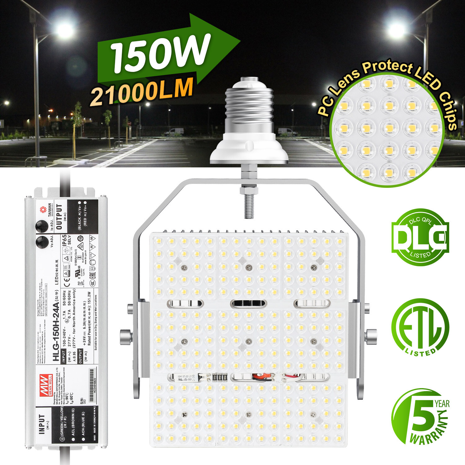 LED Parking Lot Retrofit Kit Light Fixture 150W Shoebox Tennis Court ...