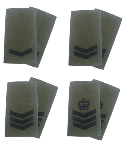 PAIR Royal Marines Commando Rank Slides - (Black on Olive Green) All ...