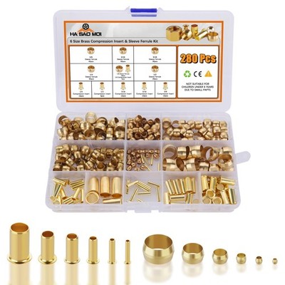 280PCS Compression Fittings Assortment kit - 6 Sizes (1/4", 3/8", 5/16 ...
