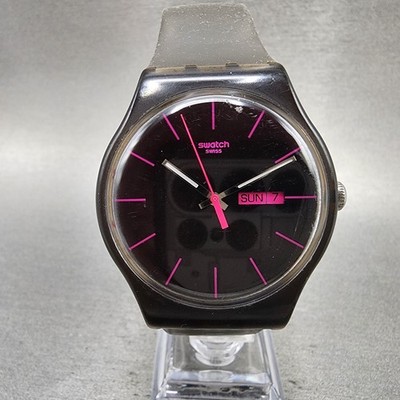 Swatch Rebel Watch Men 41mm Brown Dial Black Tone Daydate SUOC700 Round ...