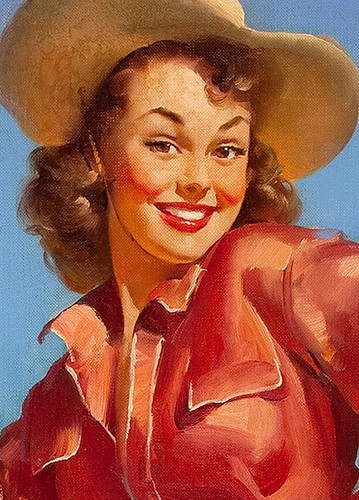 "Beat That" Cowgirl Western Vintage Style Elvgren Pin-Up Girl Poster ...