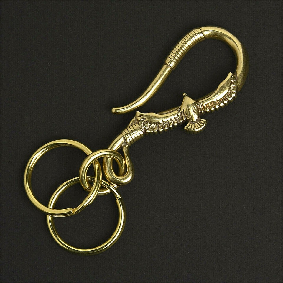 Solid Brass Quick Release Hawk Keychain Detachable Key Ring Split Ring ...