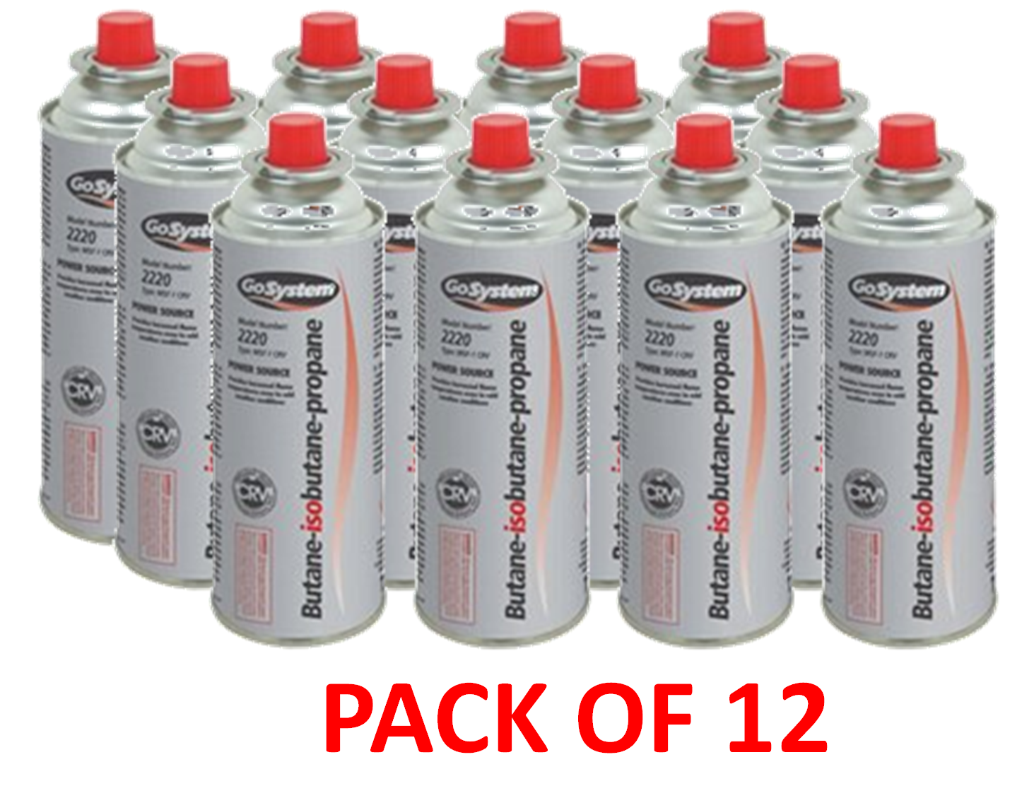 Gosystem Pack of 12 uno type butane/PROPANE Disposable gas cartridges ...