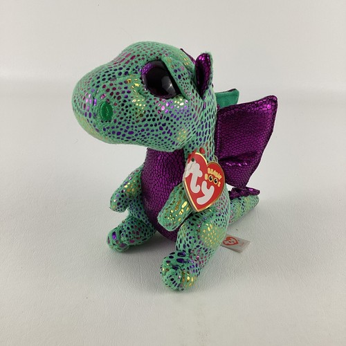 Ty Beanie Boos Cinder Dragon 6" Plush Stuffed Animal Toy Purple Sparkle ...
