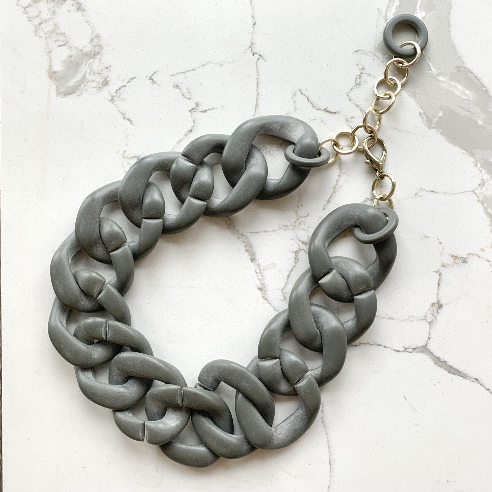 Big Chunky Acrylic Curb Link Chain Statement Necklace… - Gem