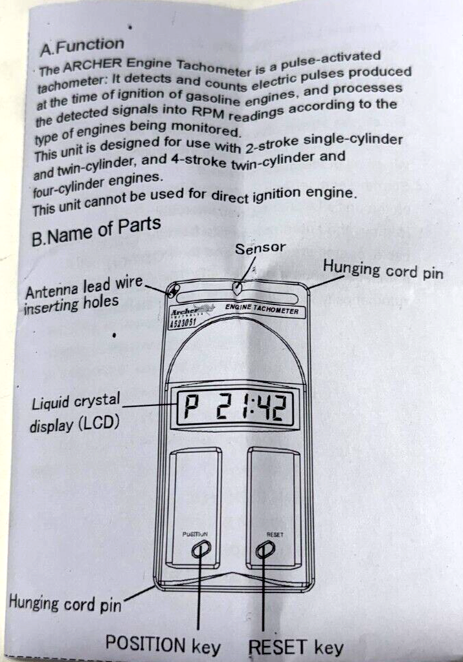 TACHOMETER RPM TOOL FIT STIHL HUSQVARNA JONSERED REDMAX HOMELITE ...