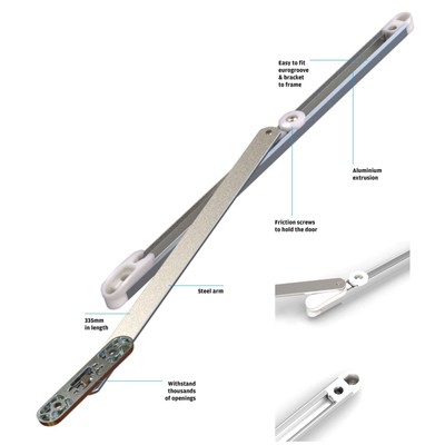 90 Degree UPVC Door Restrictor Arm Stay Hold Open Catch Stainless Steel ...