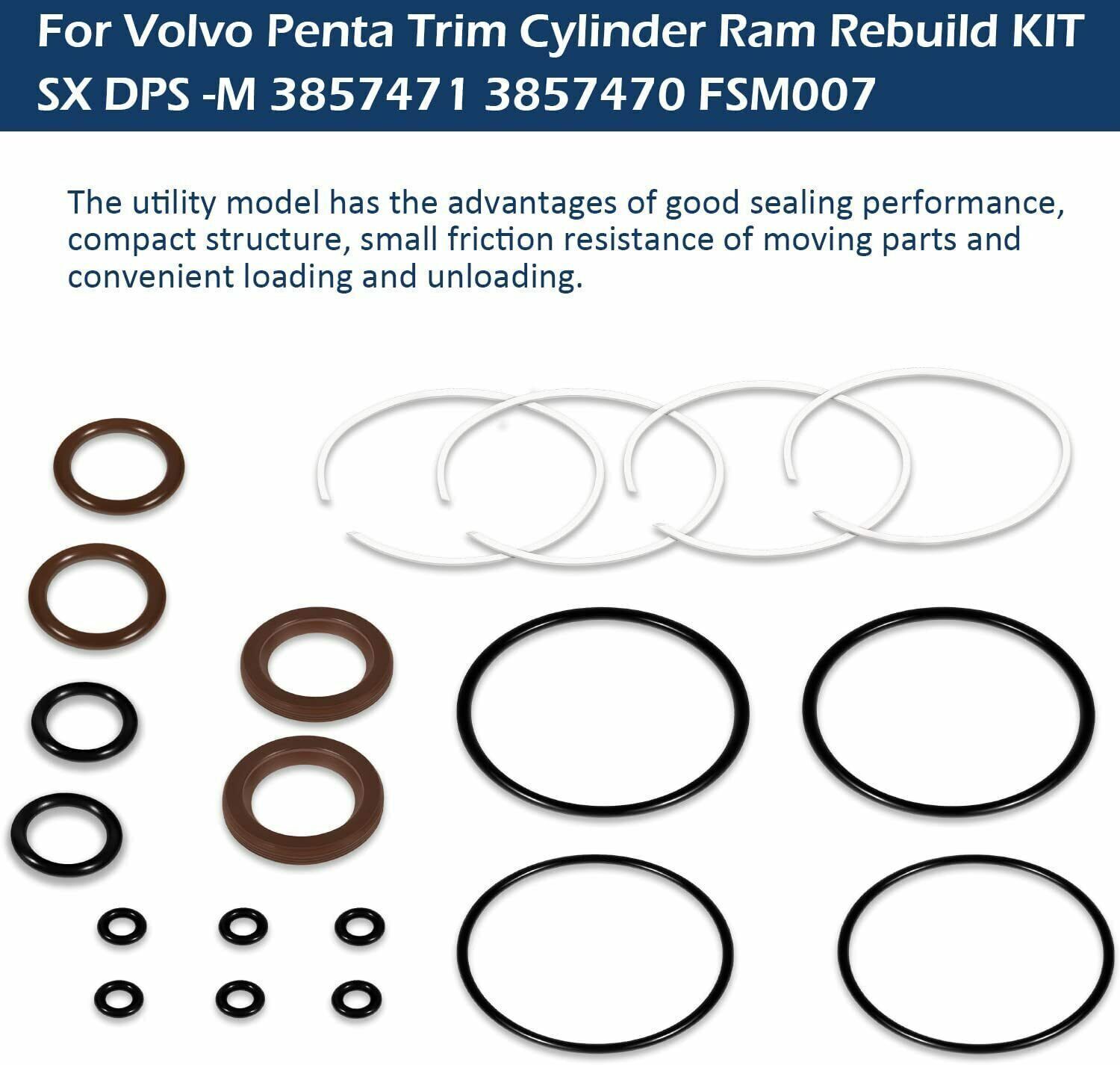 For Volvo Penta Trim Cylinder Ram Rebuild KIT SX DPS -M 3857471 3857470 ...