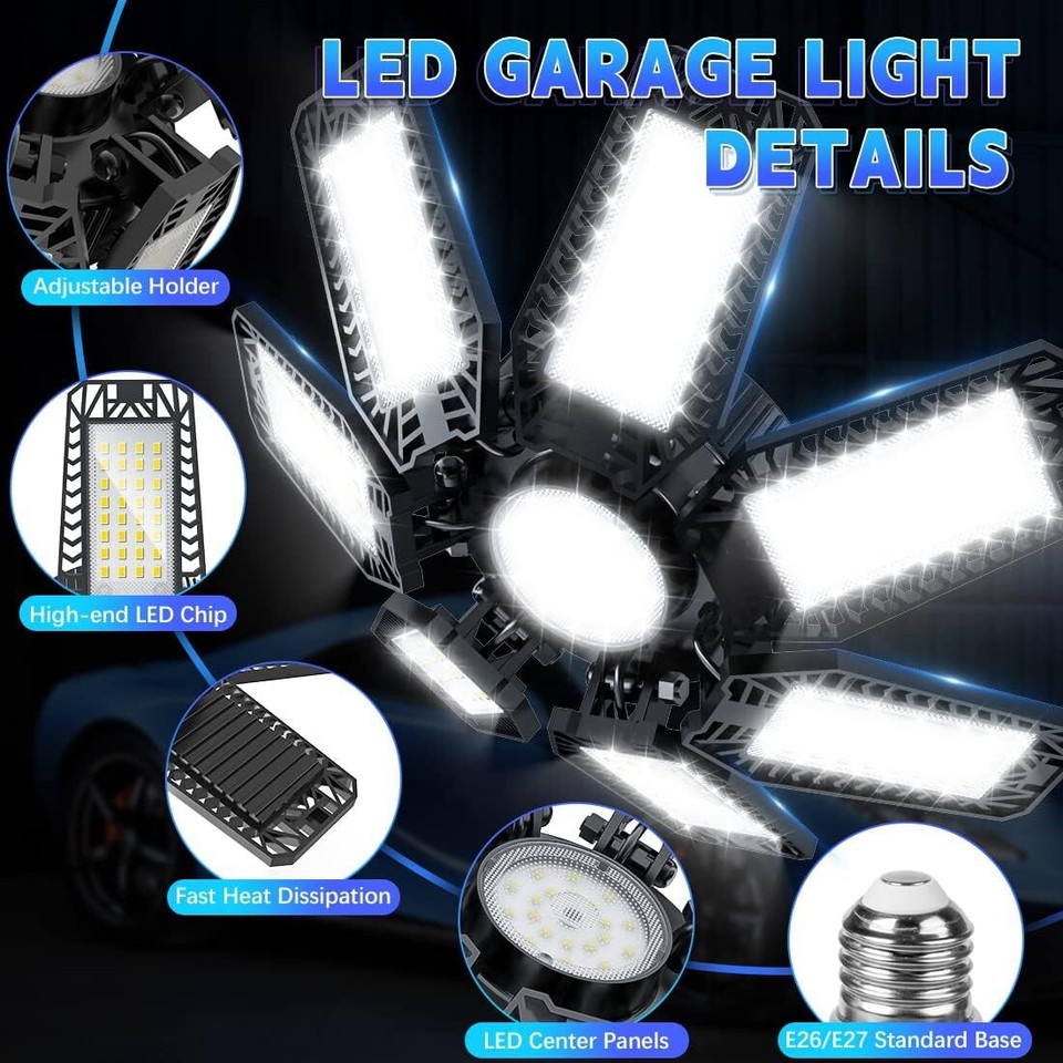 90000 Lumen Strong Triburst Multi-Directional Super Bright LED Garage ...