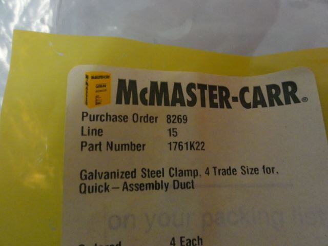 Mcmaster-Carr 1761K22 Galvanized Steel Clamp- New (Opened Bag) Lot of 4 ...