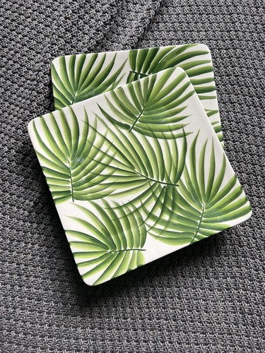 Pacific Rim Square Plates, 2 Palm Print 8" Replacement, Salad, Table ...