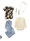 Cabi New NWT Flash Tee #4373 Black with Cream flowers XS - XL Was $86 ...
