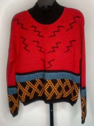 Vintage Peruvian Connection 100% alpaca multi-color geometric sweater ...