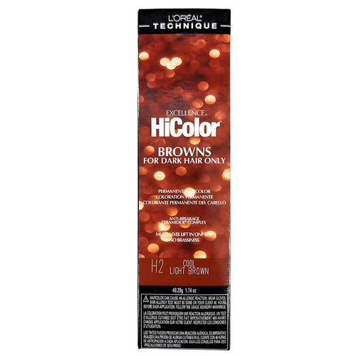 L'Oreal Excellence Permanent Creme HiColor H2, Light Brown, 1.74oz, New ...