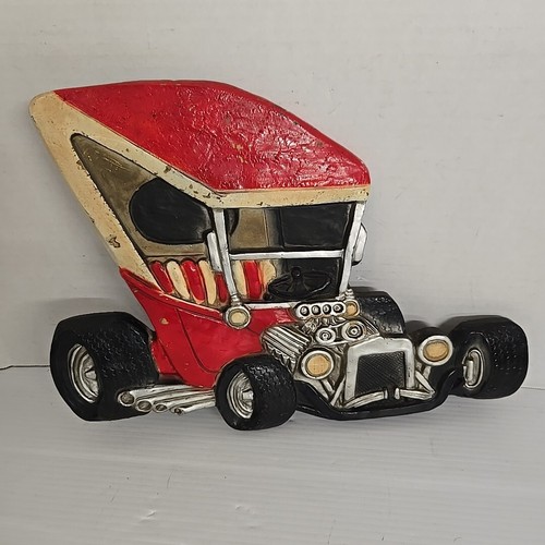 Vintage HODA 1976 Red Hot Rod Car Wall Plaque Man Cave Garage Decor | eBay
