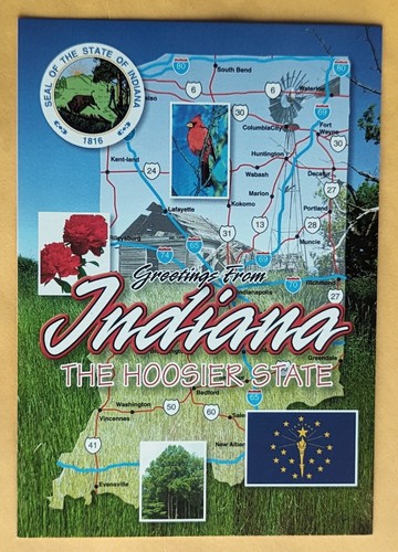 Postcard IN.: Indiana - State map. | eBay
