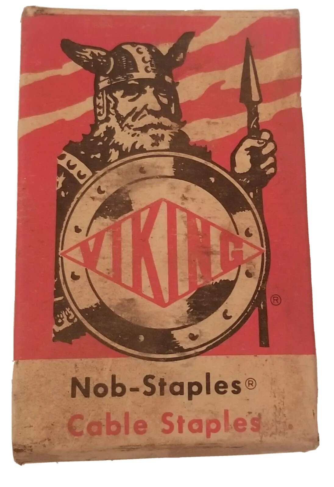 Vintage Viking Cable Staples Nob-Staples USA Advertising red and white ...