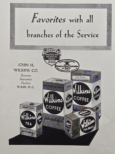 Wilkins Coffee Tea Favorite With All Branches of Service Vintage Print ...