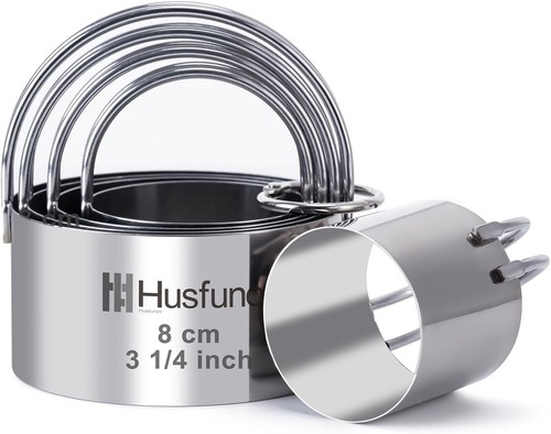 Biscuit Cutter Set Round Cookie Cutters with Handle 5pcs handle, Silver ...