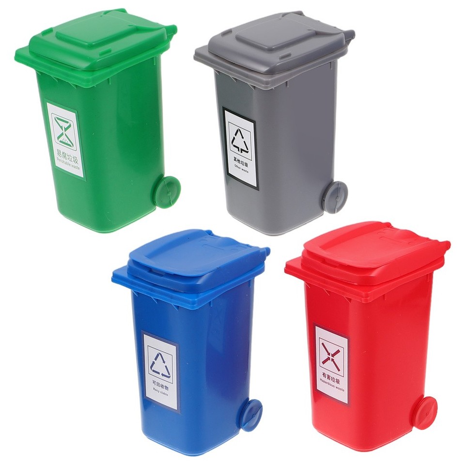 4PCS Desktop Trash Can: Mini Curbside Recycle Bins with Lid - Novelty ...