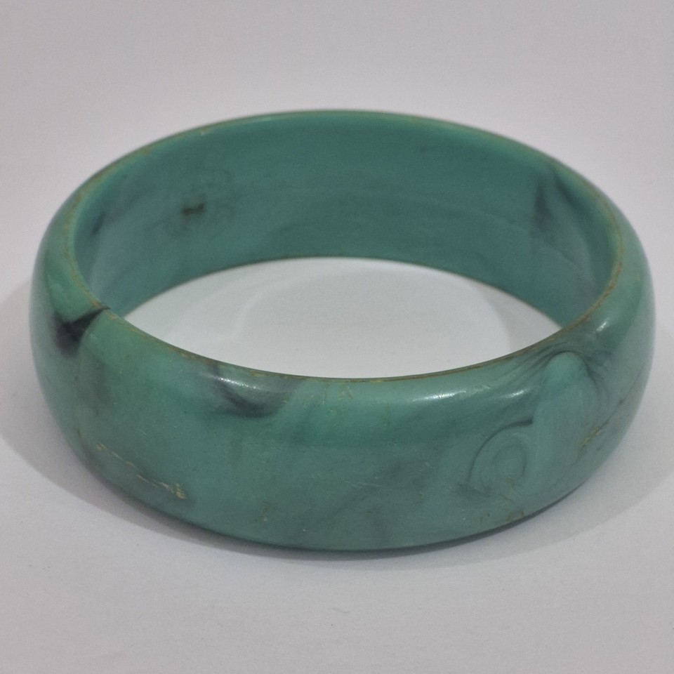 Vintage Turquoise Chunky Wide Art Bangle Bracelet Jewelry Costume | eBay