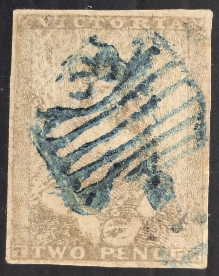 1850 Victoria Australia 2d gy Imperf h/Length stamp Ham print Used ...