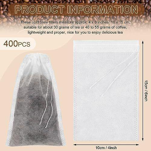 400 Pcs Tea Filter Bags Large Tea Bags Disposable Empty Tea Bags for ...