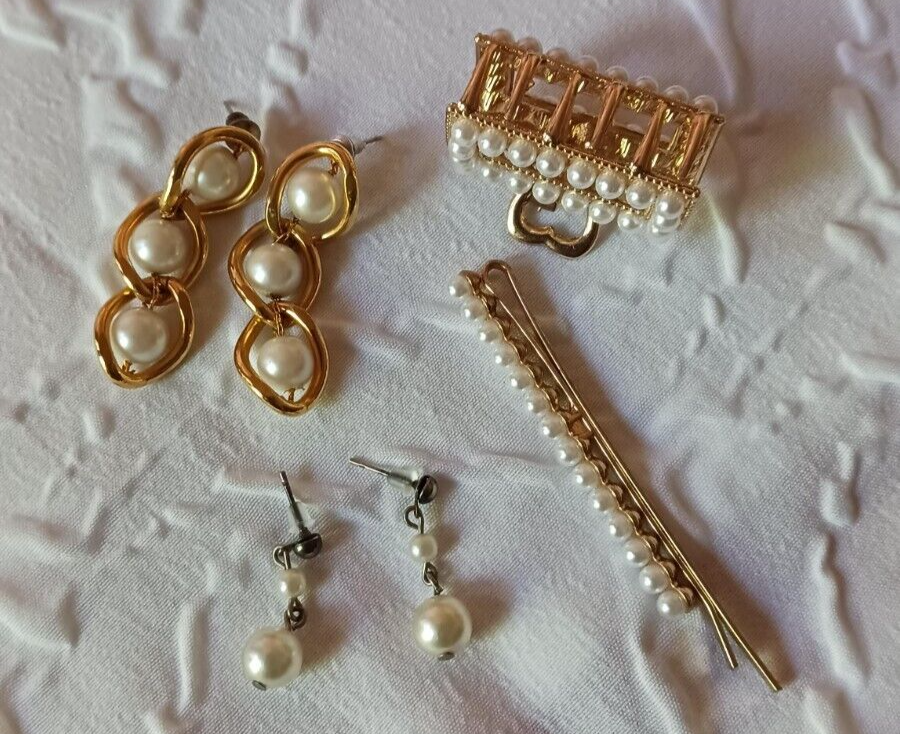 Pearl Earrings Dangle Earrings , New Pearl Hair clips Costume Jewelry ...